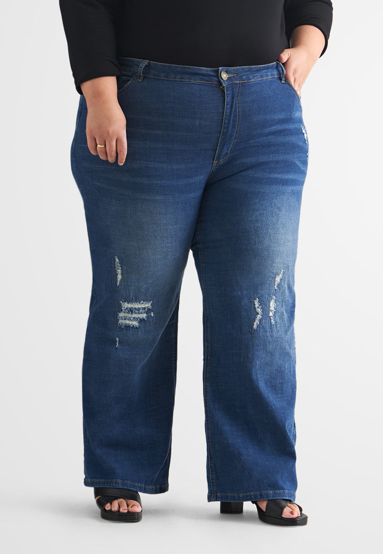 Riana Modest Fake Ripped Loose Leg Jeans – Mis Claire