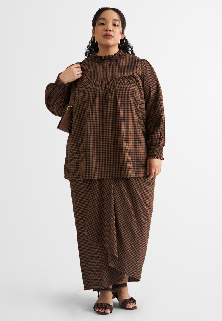 Marwa High Neck Gingham Instant Pario Kurung Set – Mis Claire