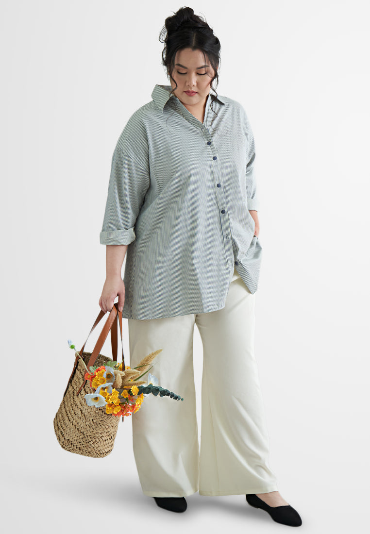 Soleil Effortless Drop Shoulder Stripe Shirt – Mis Claire