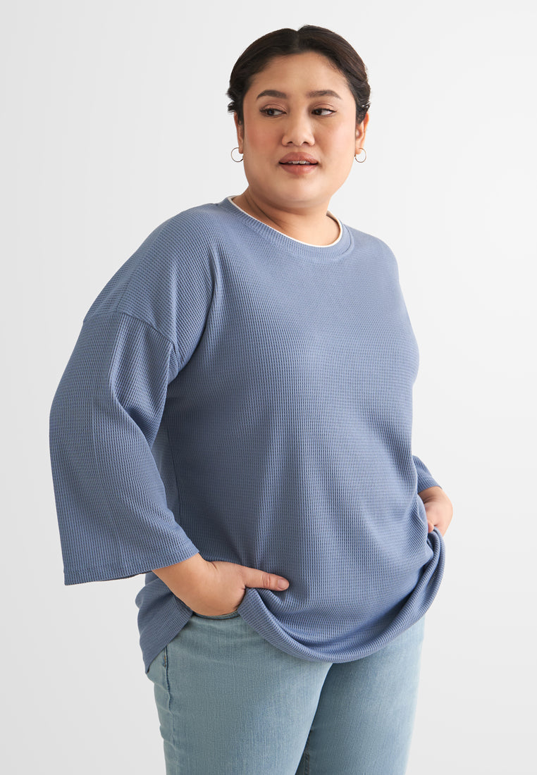 Dreena Drop Shoulder Waffle Tee – Mis Claire