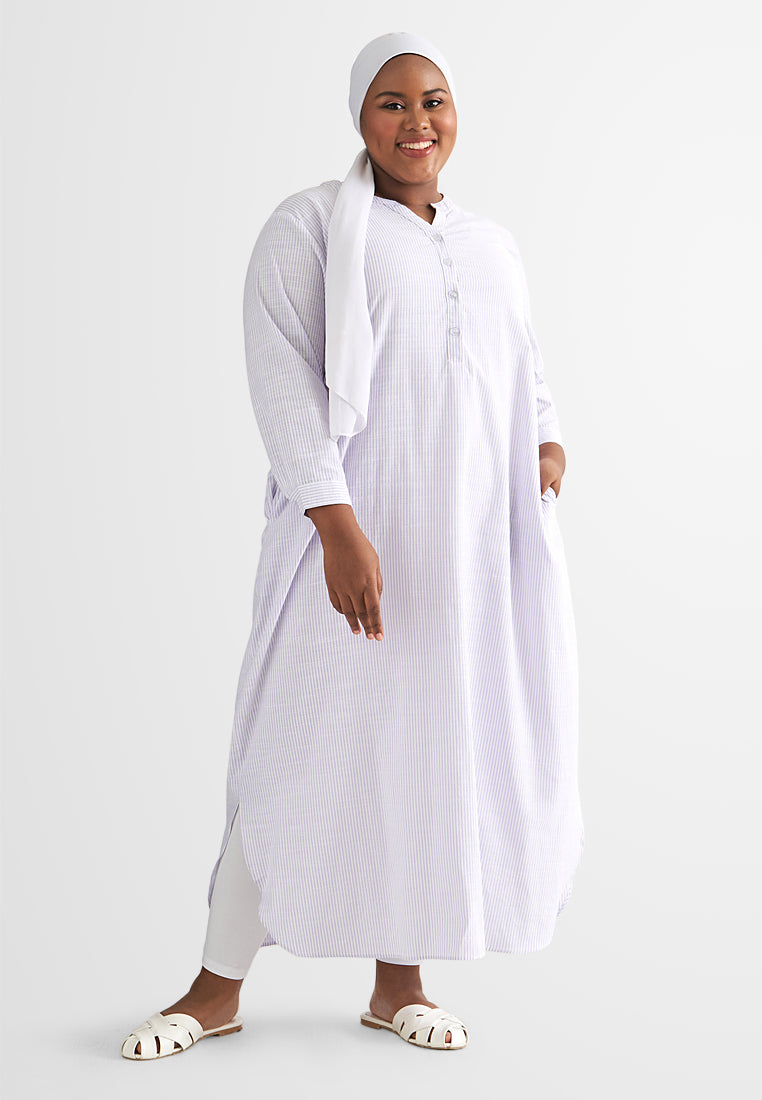 Laura Stripes Long Shirt Jubah Dress – Mis Claire